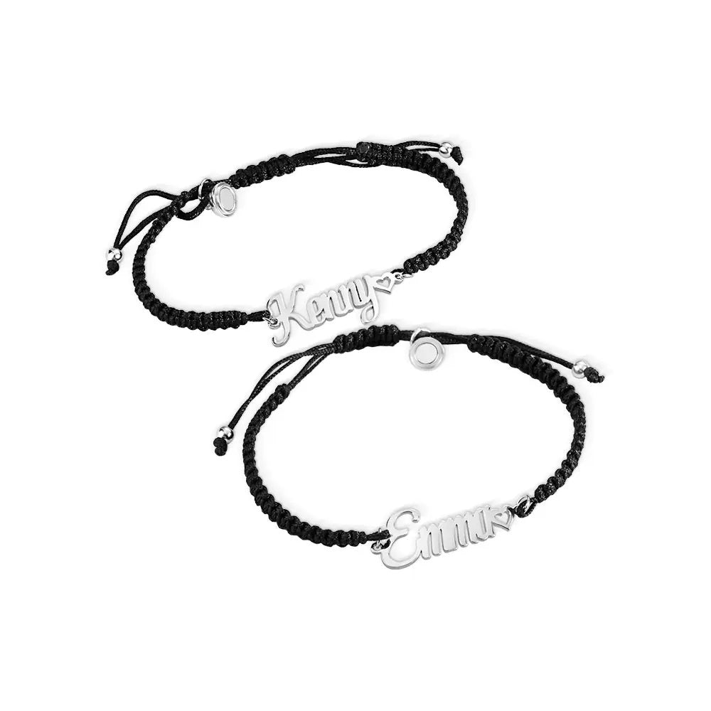 Braided Name Bracelet Set of 2 for Couples